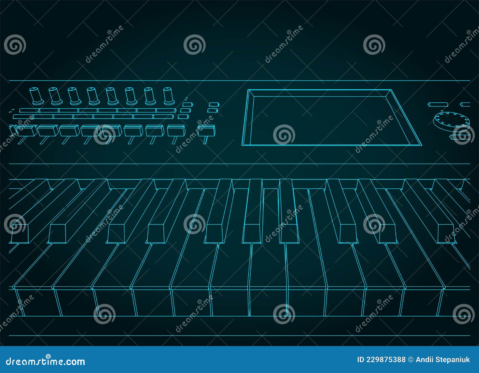 Synthesizer Keyboard Close-up Stock Vector - Illustration of ...
