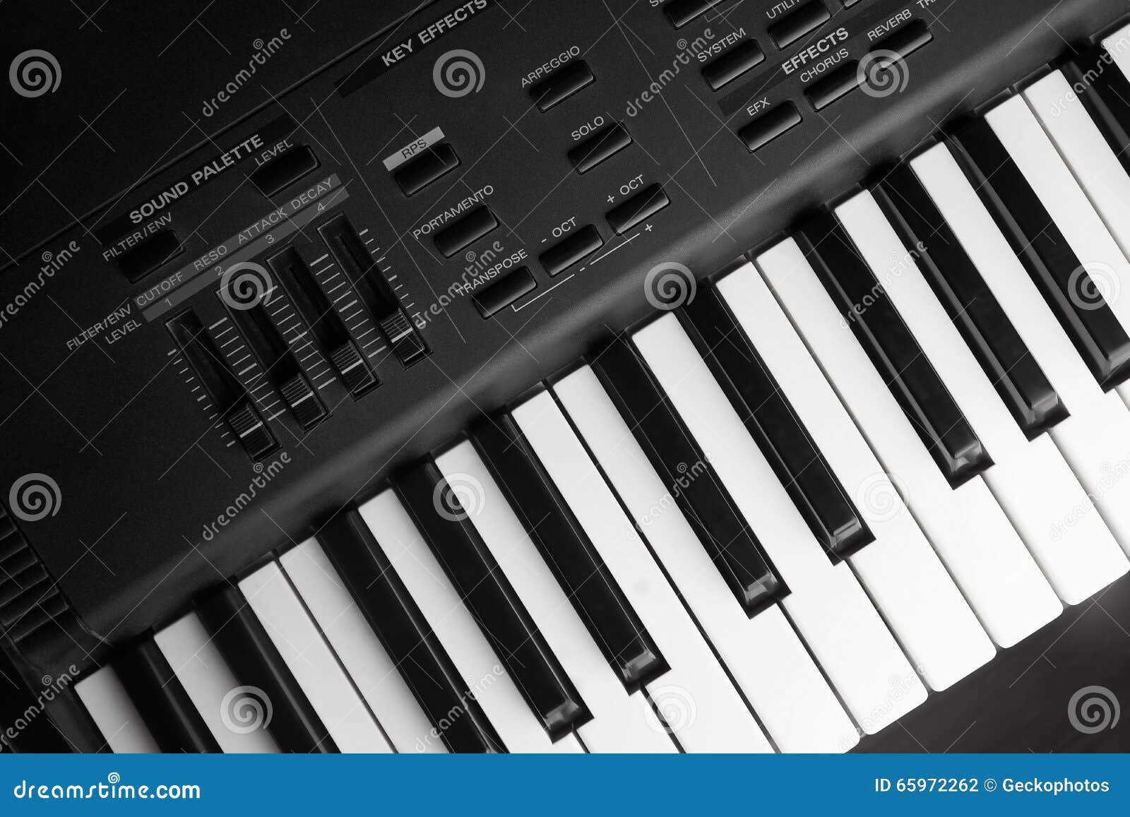 Synthesizer keyboard stock photo. Image of faders, hobbies - 65972262