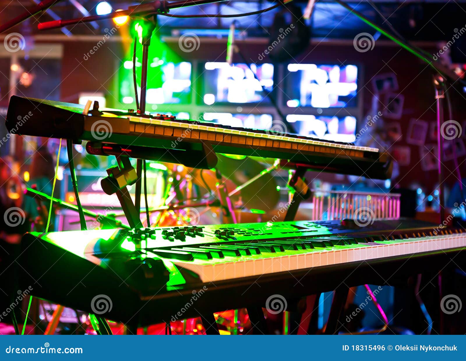 Synthesizer in lighting stock photo. Image of mixing - 18315496