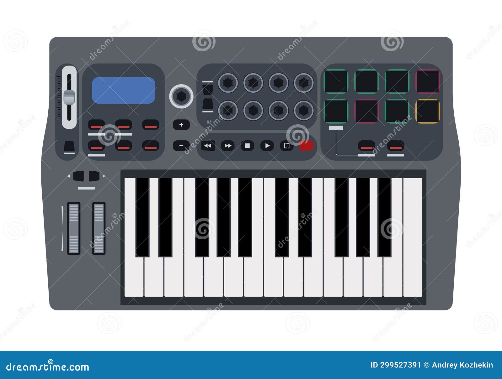 Synthesizer Vector Illustration. Realistic Compact Analog Synthesizer ...