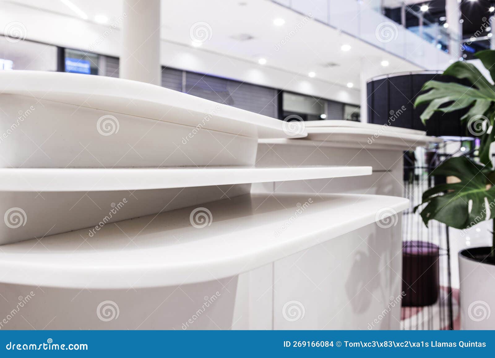 Synthetic Material Reception Desk in a Shopping Center Stock Photo ...