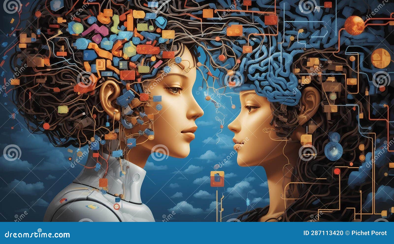 Synthetic Sentience: the Evolution of Robotic Minds Stock Illustration ...