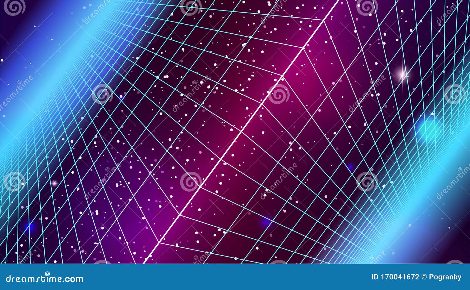 Synthwave Abstract Background. Retro Future 80s Backdrop. Blue Inclined ...