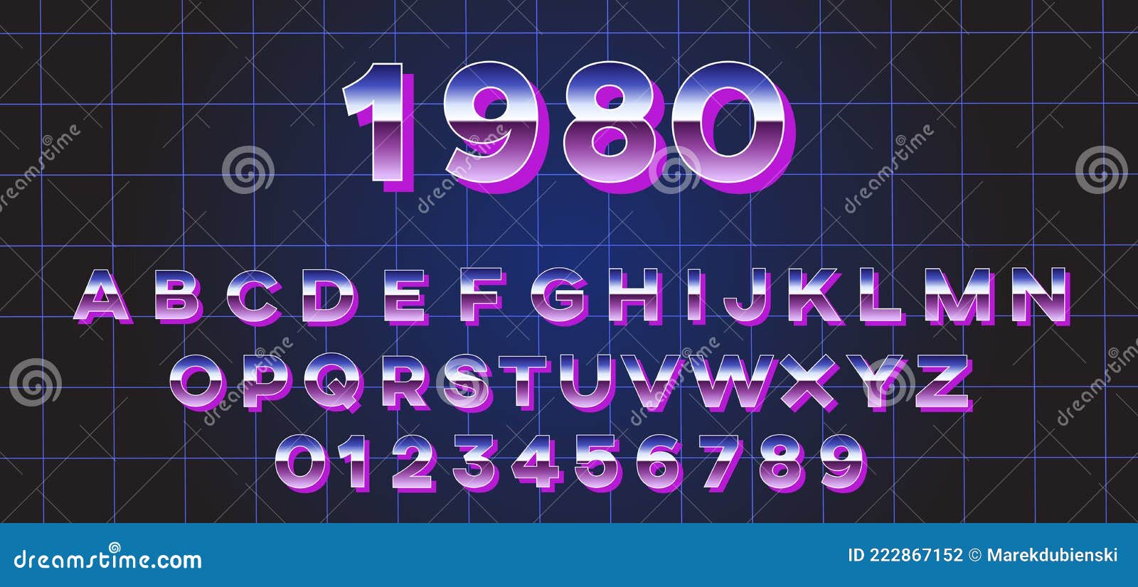 Synthwave Alphabet Font. Neon Letters, Numbers And Symbols. Vector ...