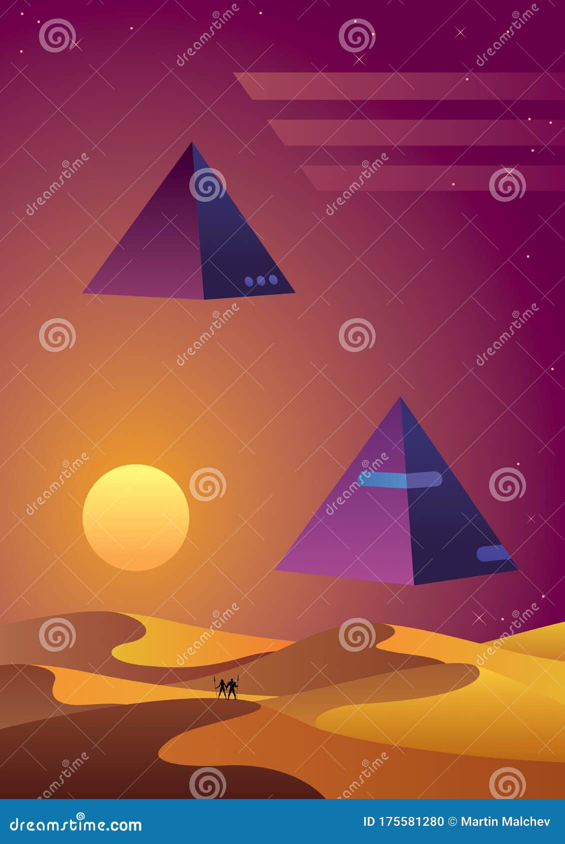 Synthwave Desert Background Vector Illustration | CartoonDealer.com ...