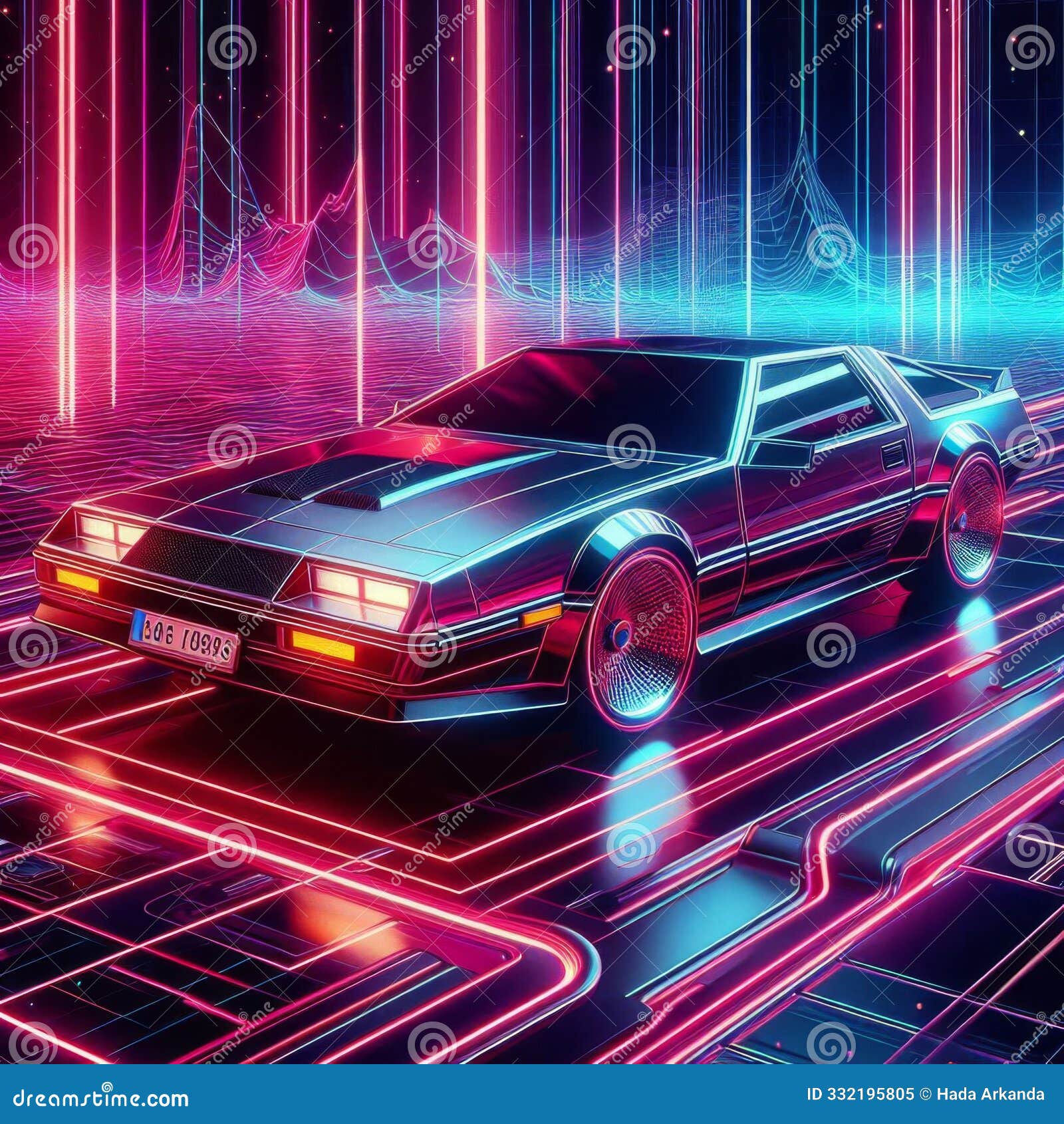 Synthwave Car with Futuristic Retro Wave Vibes - AI Generated Art Stock ...