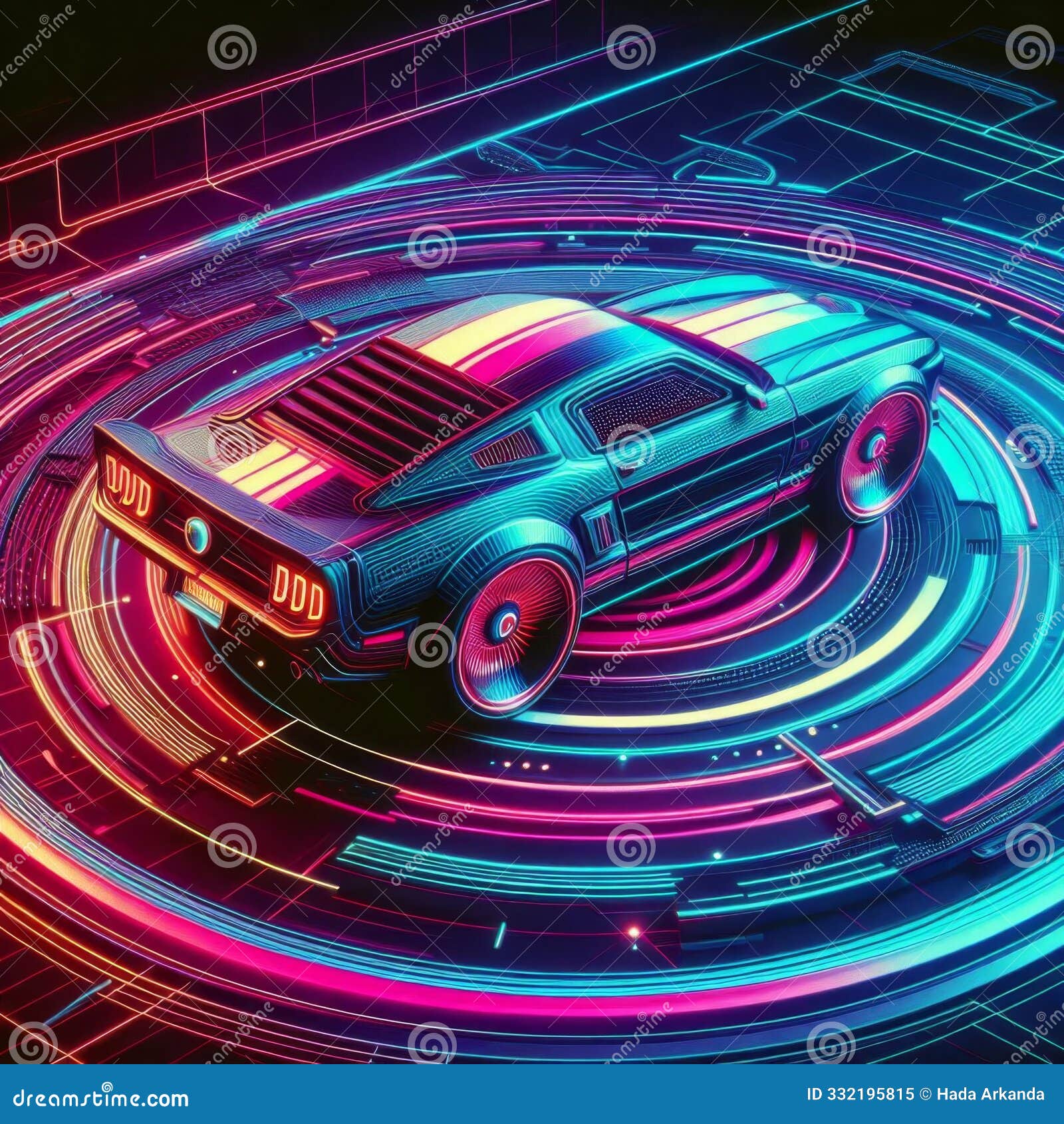 Synthwave Car with Futuristic Retro Wave Vibes - AI Generated Art Stock ...