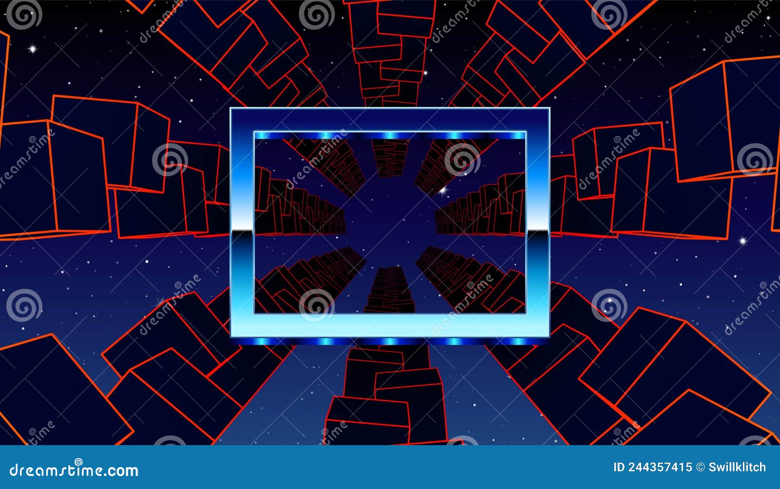 Synthwave Frame with Chrome Rectangle and 80s Styled Synthwave Arcade ...