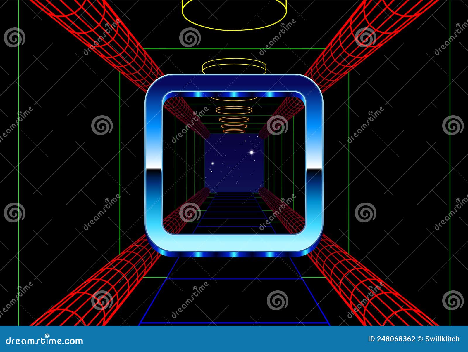Synthwave Frame with Chrome Square and 80s Styled Synthwave Arcade Game ...