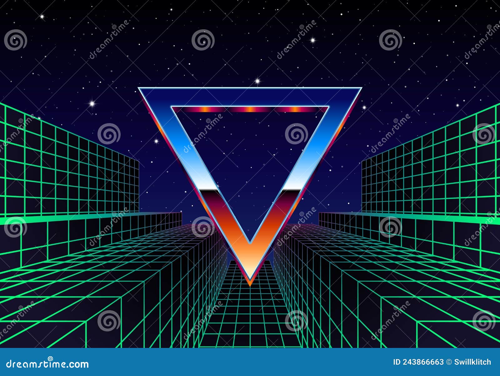 Synthwave Frame with Chrome Triangle and 80s Styled Synthwave Arcade ...