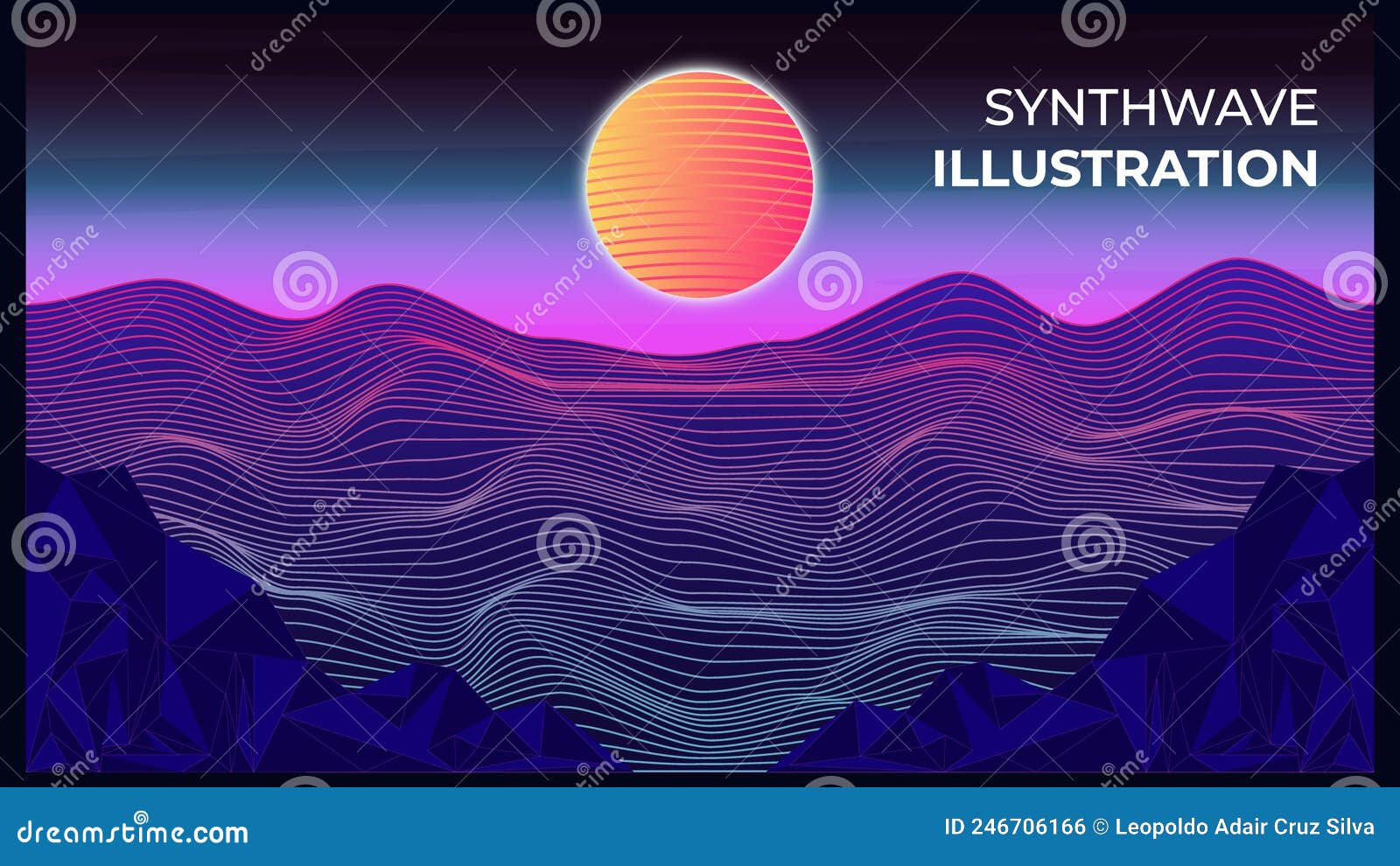 Synthwave Illustration Free Vector Stock Vector - Illustration of ...