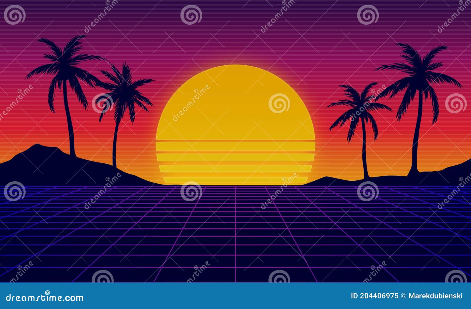 Synthwave Landscape Vector Abstract Graphic Stock Vector - Illustration ...