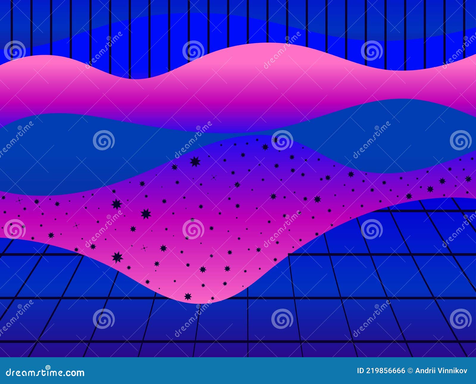 Synthwave Pattern, Cyber Space. Laser Grid and Liquid Wave. Gradient ...