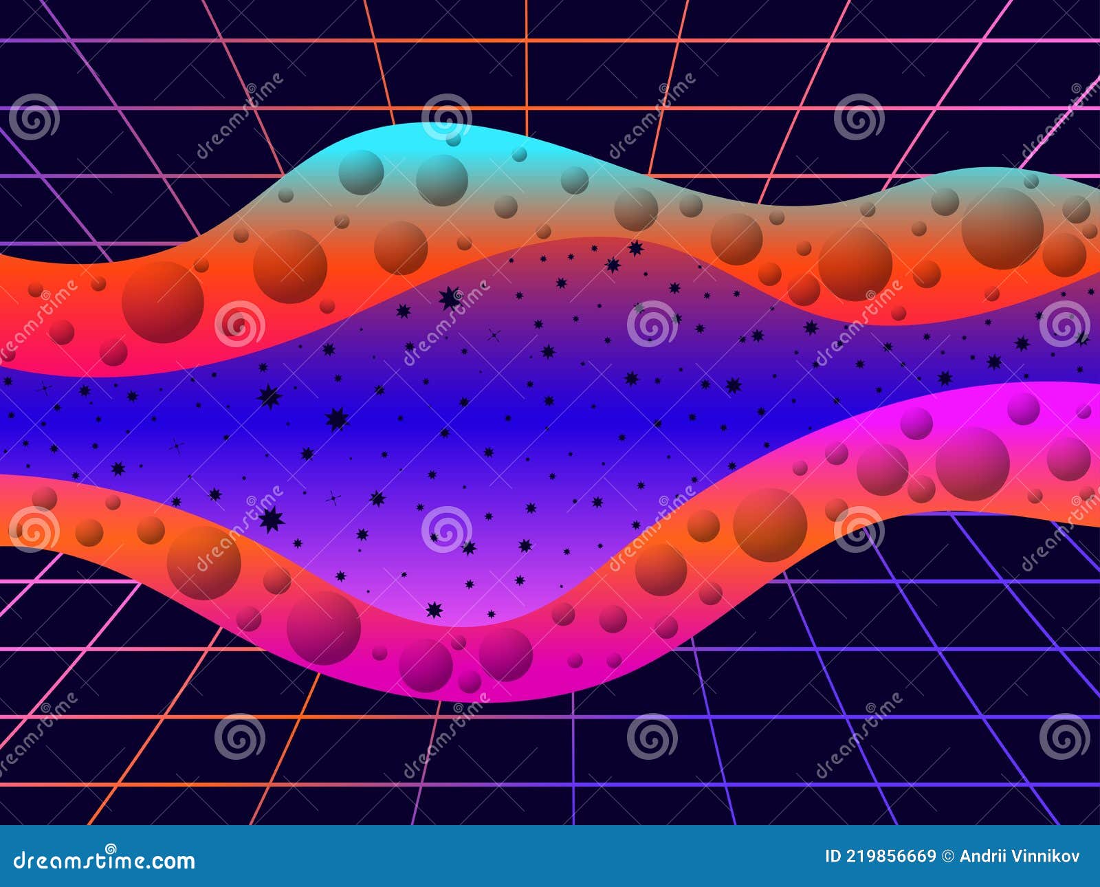 Synthwave Pattern, Cyber Space. Laser Grid and Liquid Wave. Gradient ...