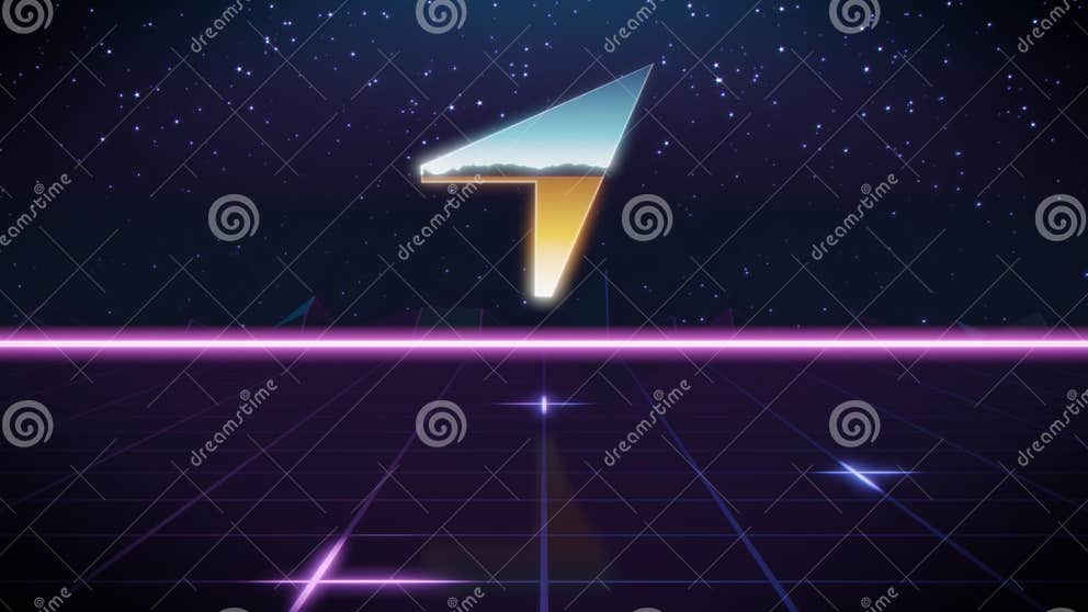 Synthwave Retro Design Icon of Arrow Stock Illustration - Illustration ...