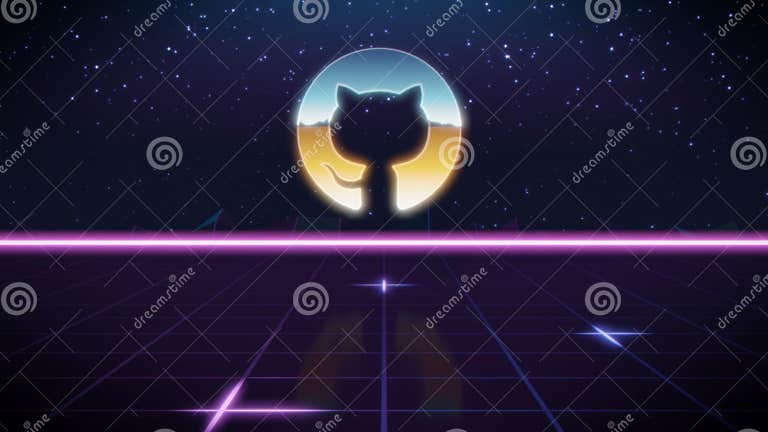 Synthwave Retro Design Icon of Github Editorial Image - Illustration of ...