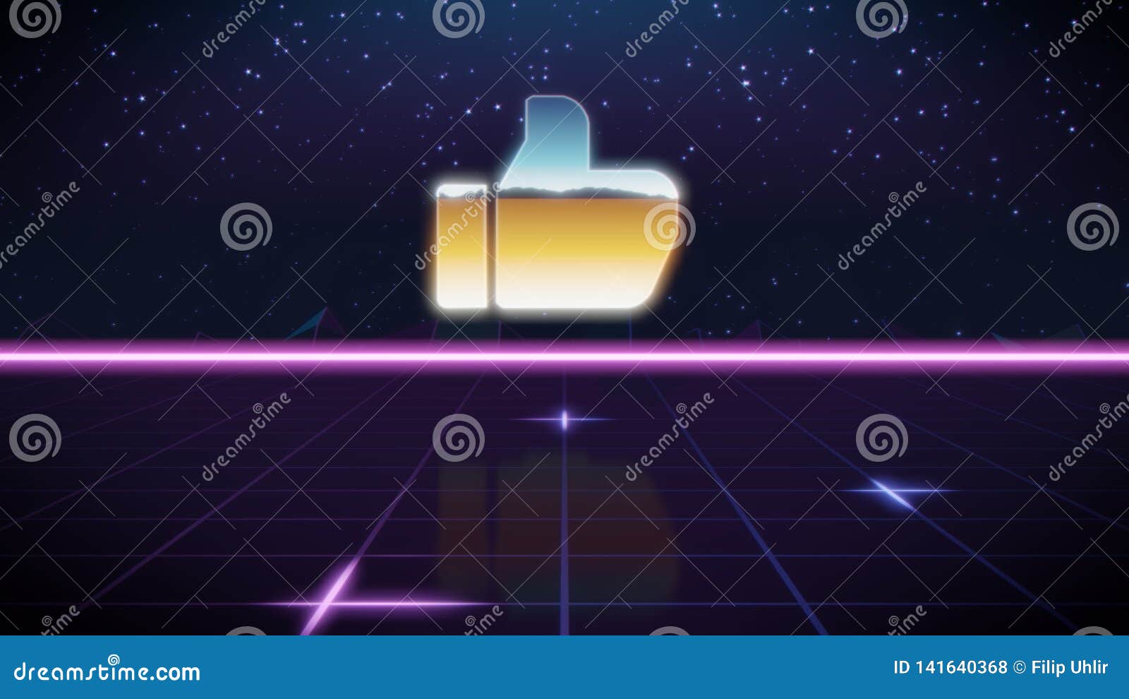 Synthwave Retro Design Icon of Like Stock Illustration - Illustration ...