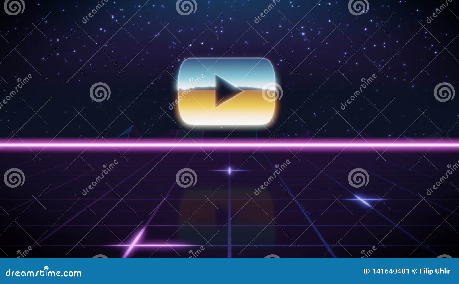 Synthwave Retro Design Icon of Youtube Editorial Photo - Illustration ...