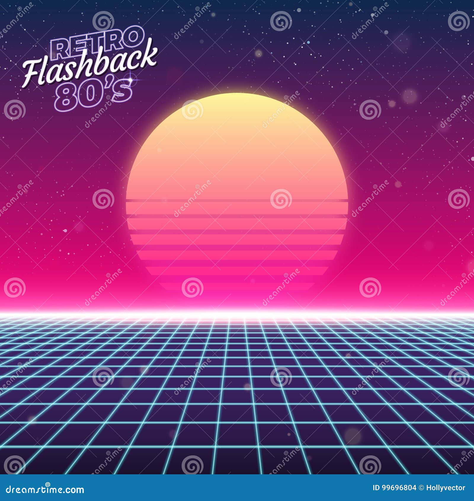 Synthwave Retro Design, Sun, and Grid, Illustration Stock Vector ...