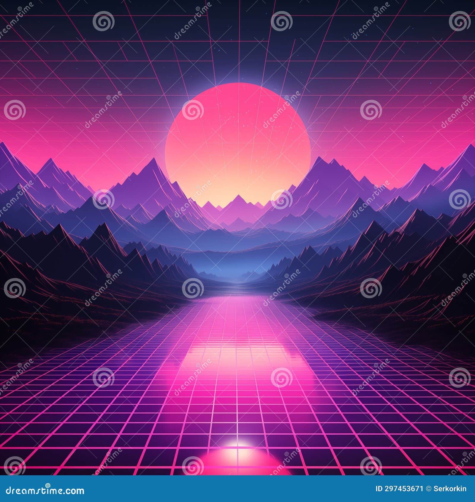 Synthwave and Retrowave Background Template. Waporwave Horizontal ...
