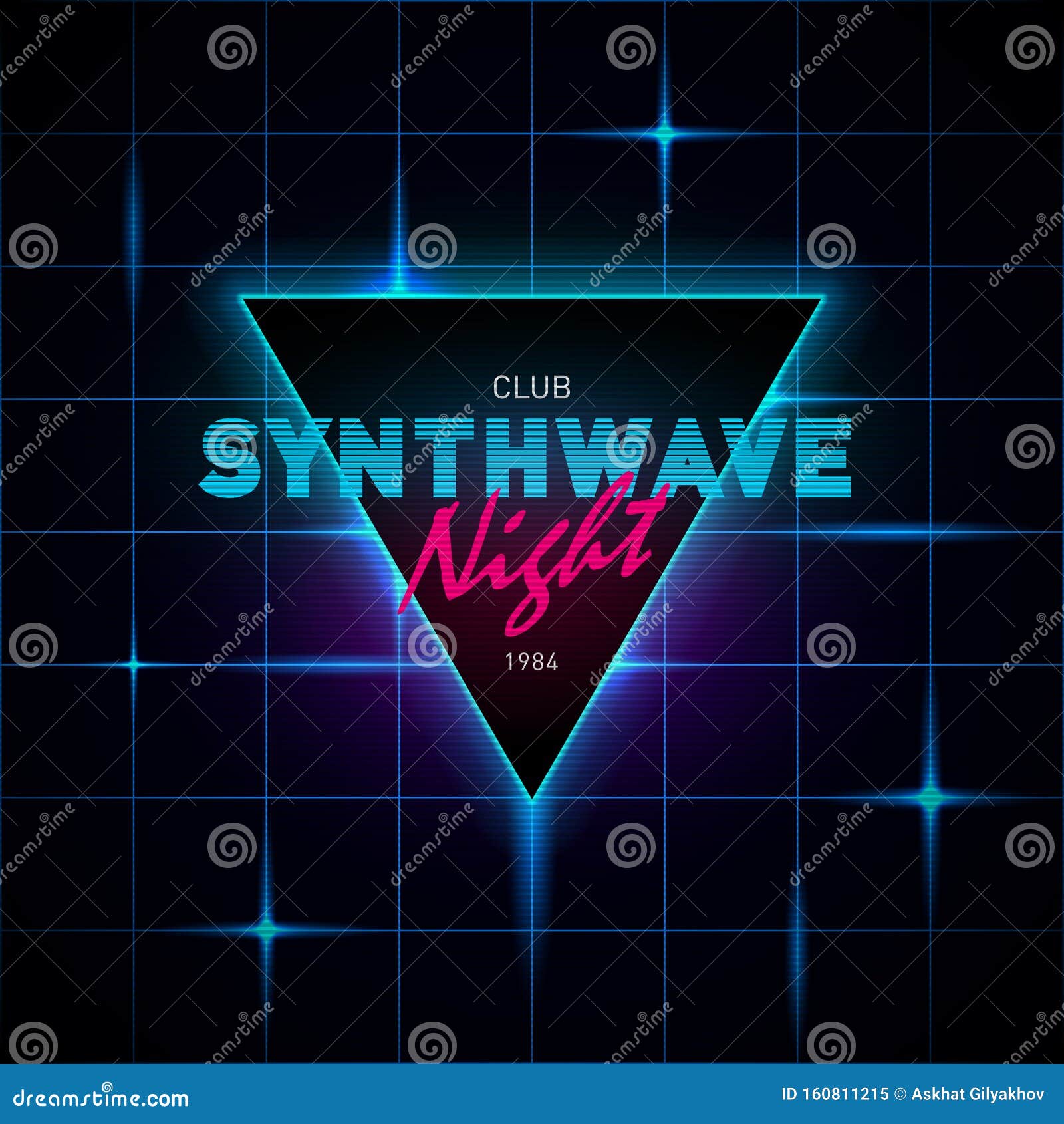 Synthwave Retrowave Triangle With Blue And Pink Glowing On Dark ...
