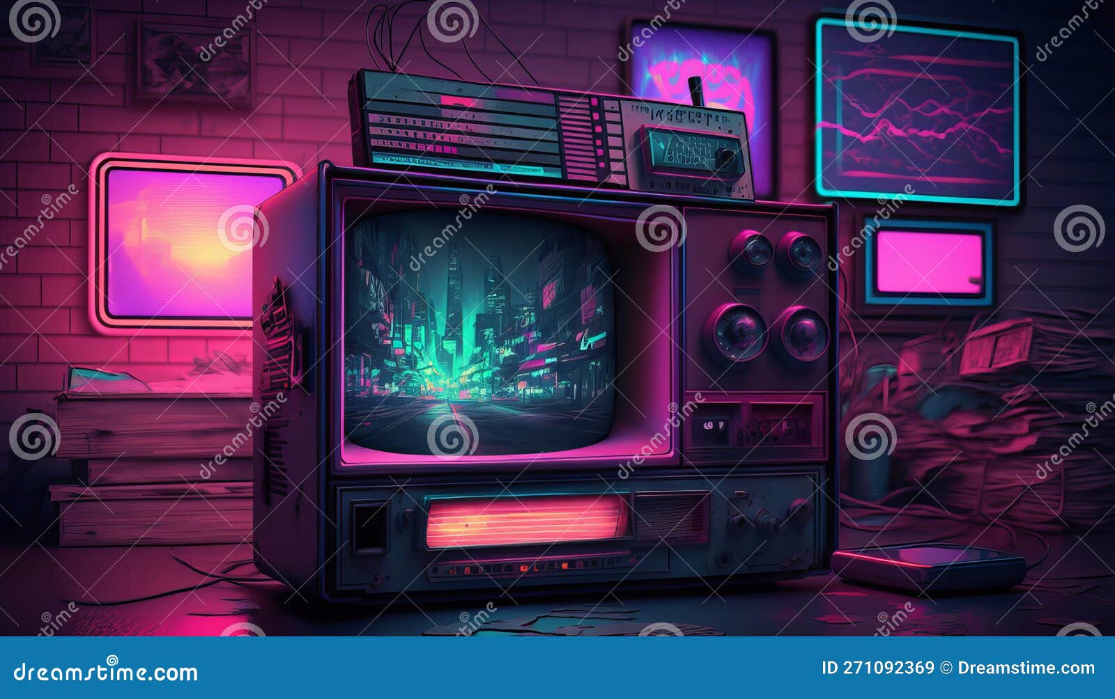 Synthwave 80s Retro Design. Detalied Retro Background Style 80s. AI ...