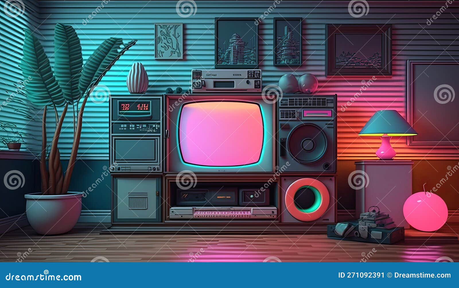 Synthwave 80s Retro Design. Detalied Retro Background Style 80s. AI ...