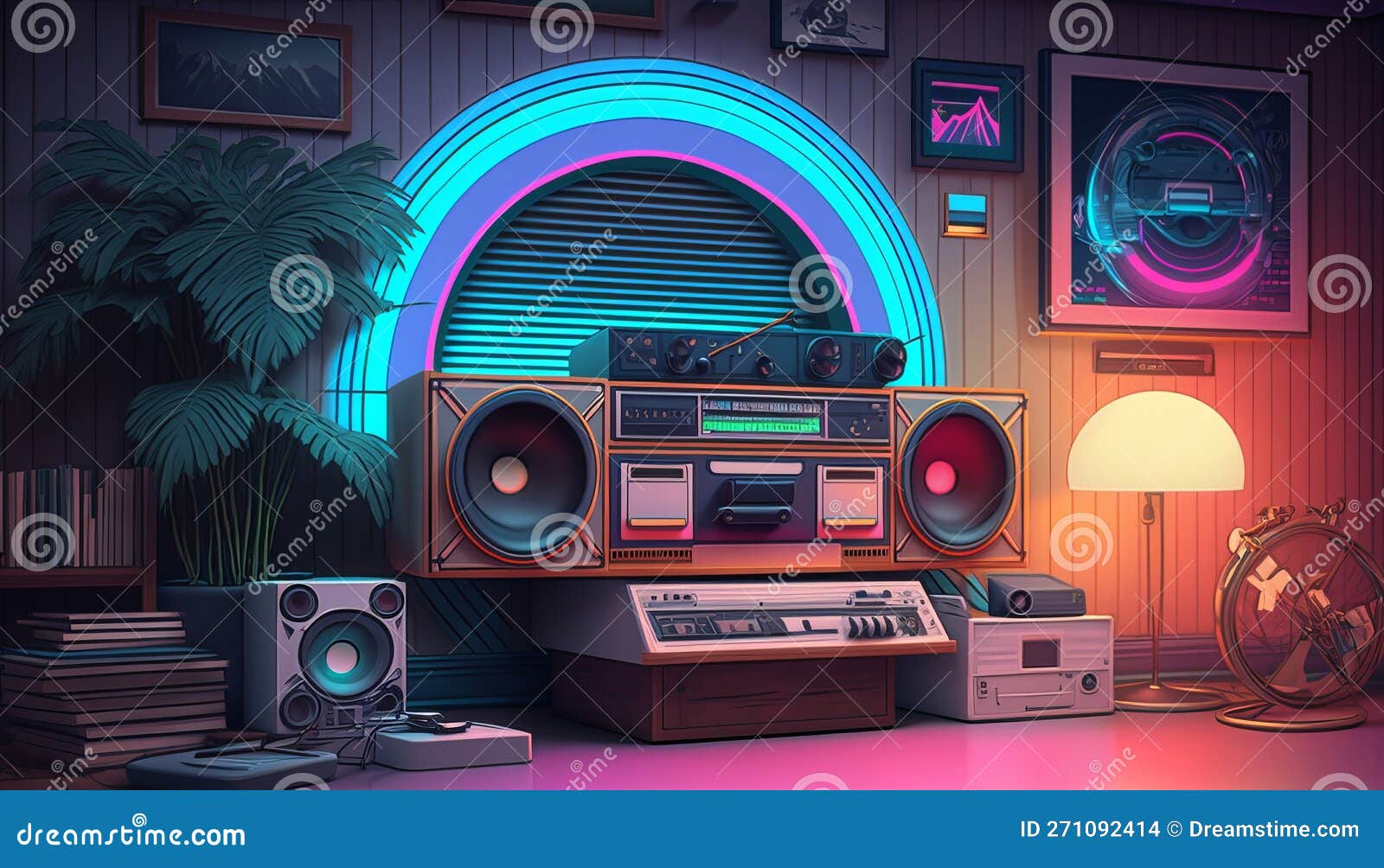 Synthwave 80s Retro Design. Detalied Retro Background Style 80s. AI ...