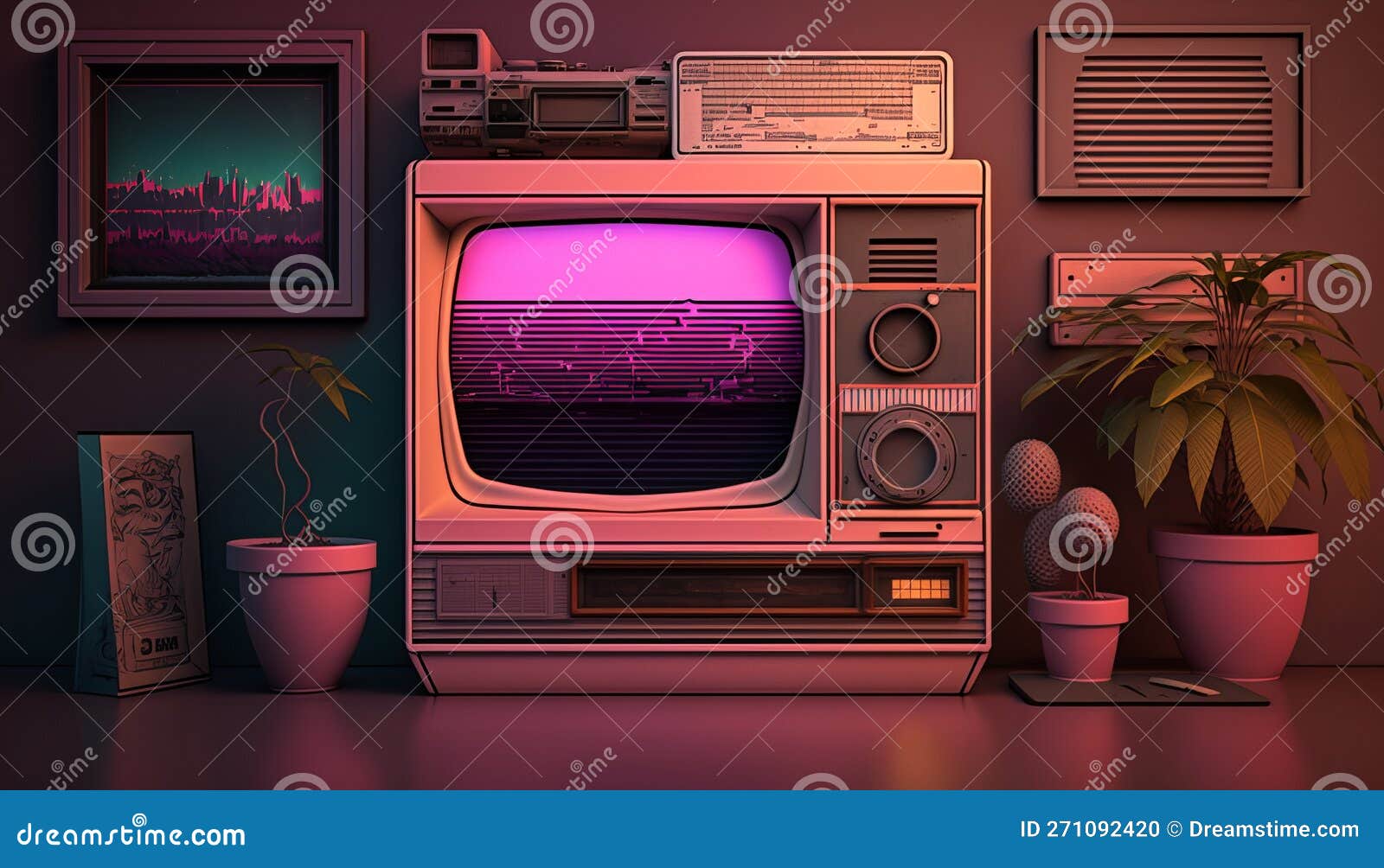 Synthwave 80s Retro Design. Detalied Retro Background Style 80s. AI ...