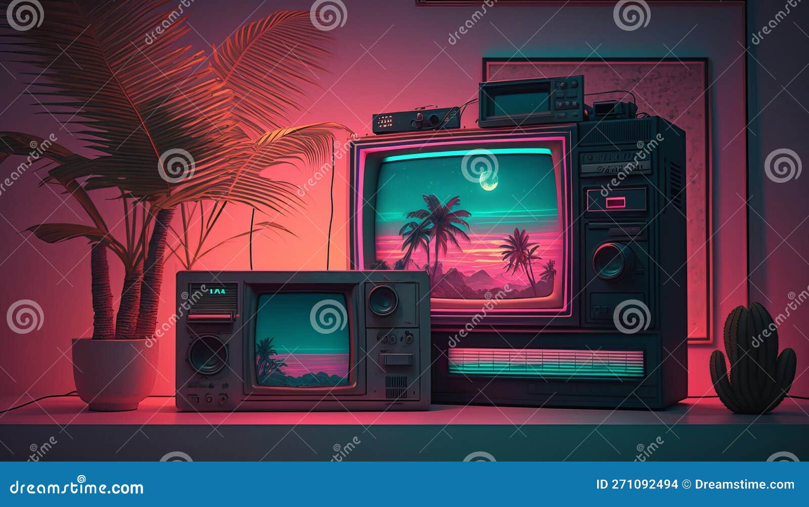 Synthwave 80s Retro Design. Detalied Retro Background Style 80s. AI ...