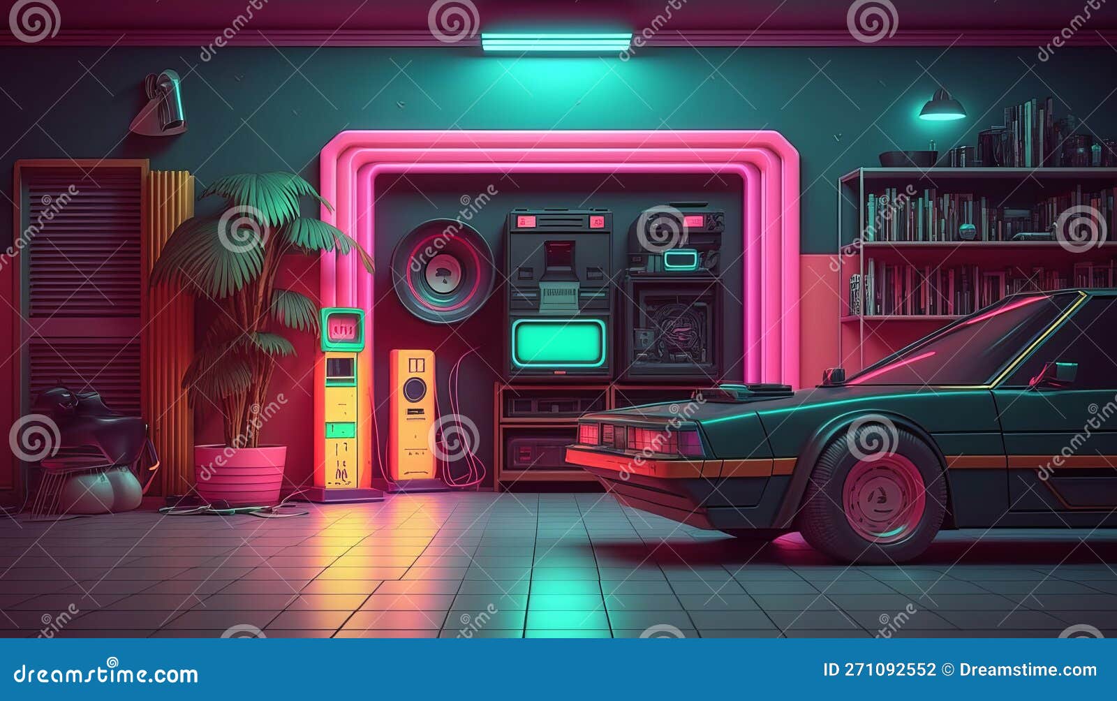 Synthwave 80s Retro Design. Detalied Retro Background Style 80s. AI ...