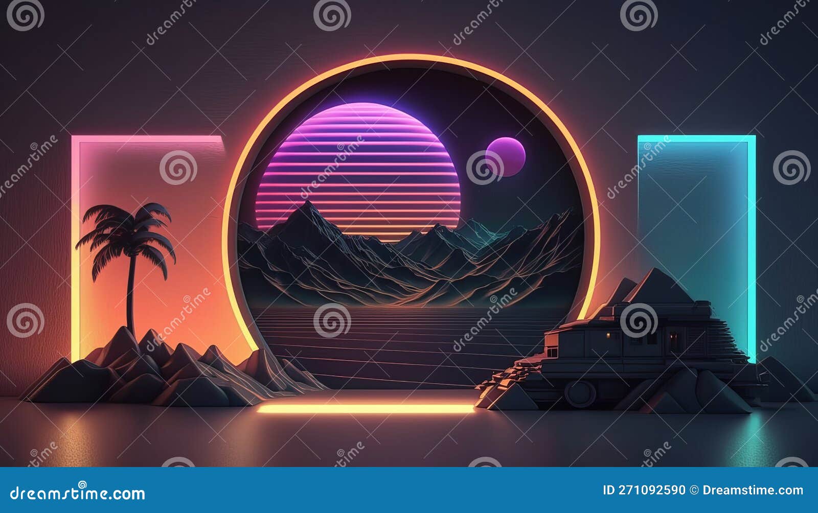 Synthwave 80s Retro Design. Detalied Retro Background Style 80s. AI ...