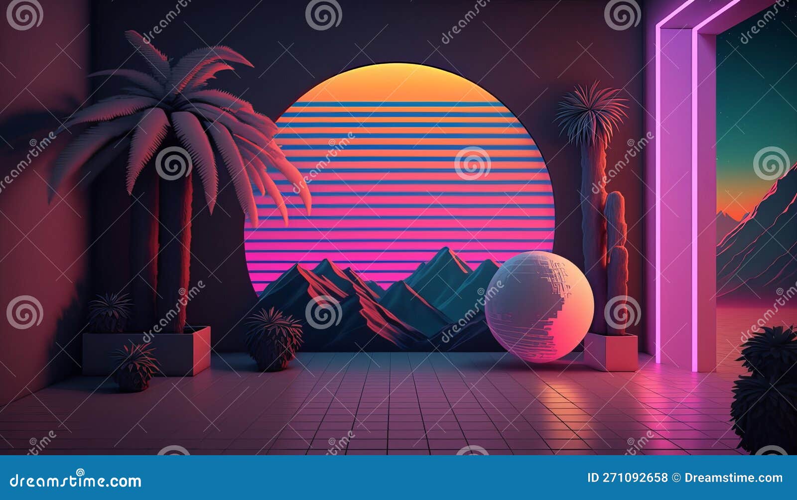 Synthwave 80s Retro Design. Detalied Retro Background Style 80s. AI ...
