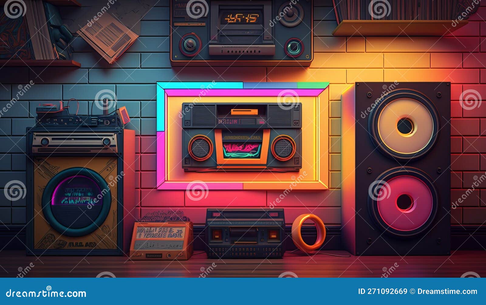 Synthwave 80s Retro Design. Detalied Retro Background Style 80s. AI ...