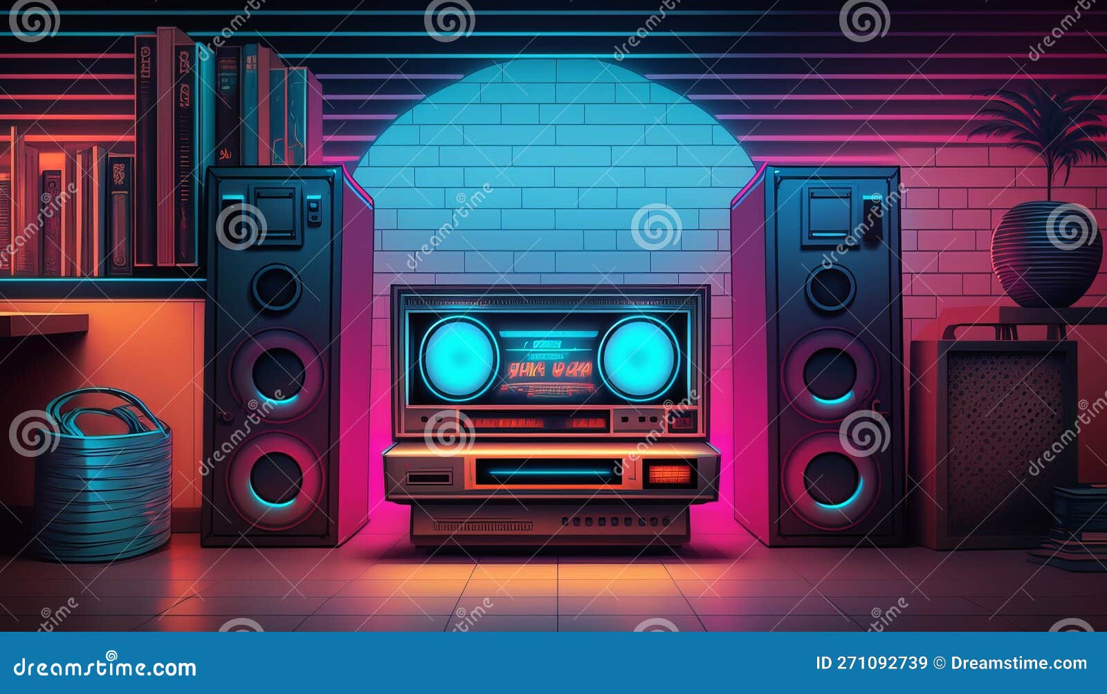 Synthwave 80s Retro Design. Detalied Retro Background Style 80s. AI ...