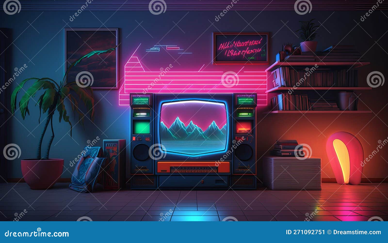 Synthwave 80s Retro Design. Detalied Retro Background Style 80s. AI ...