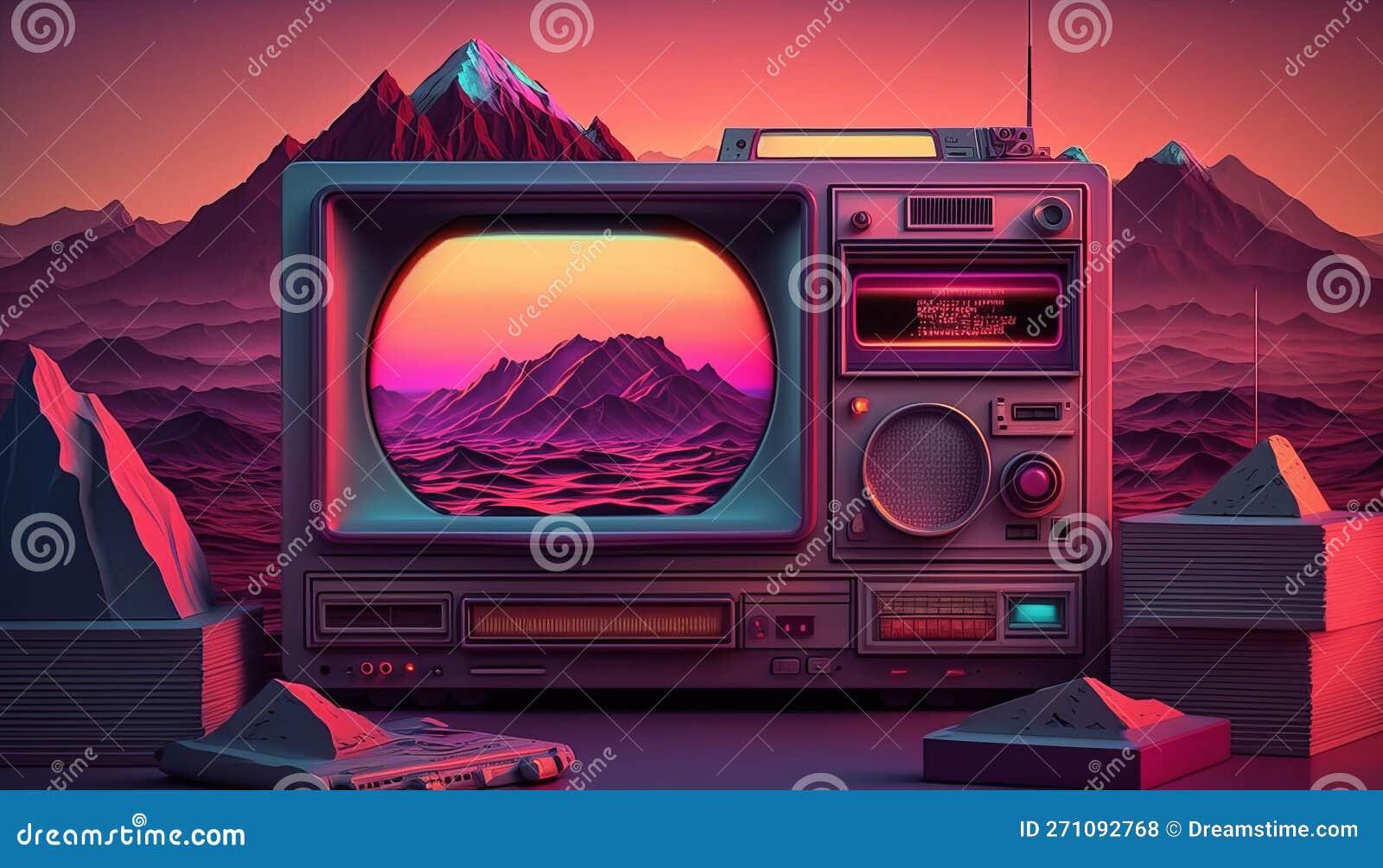 Synthwave 80s Retro Design. Detalied Retro Background Style 80s. AI ...