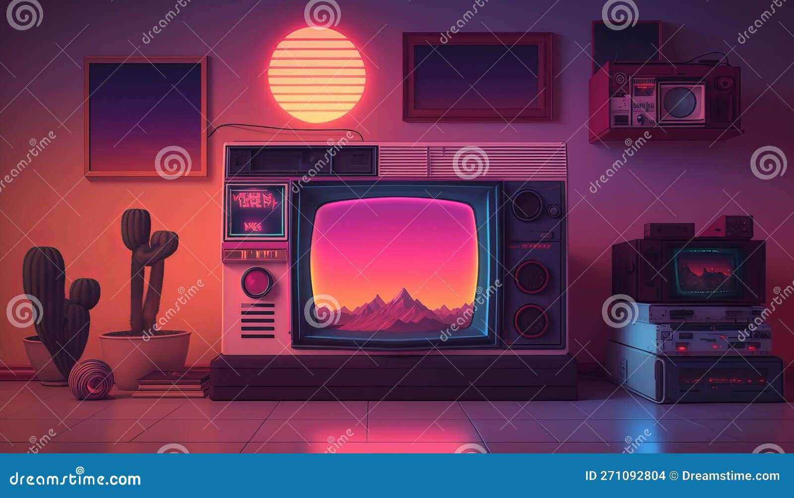 Synthwave 80s Retro Design. Detalied Retro Background Style 80s. AI ...