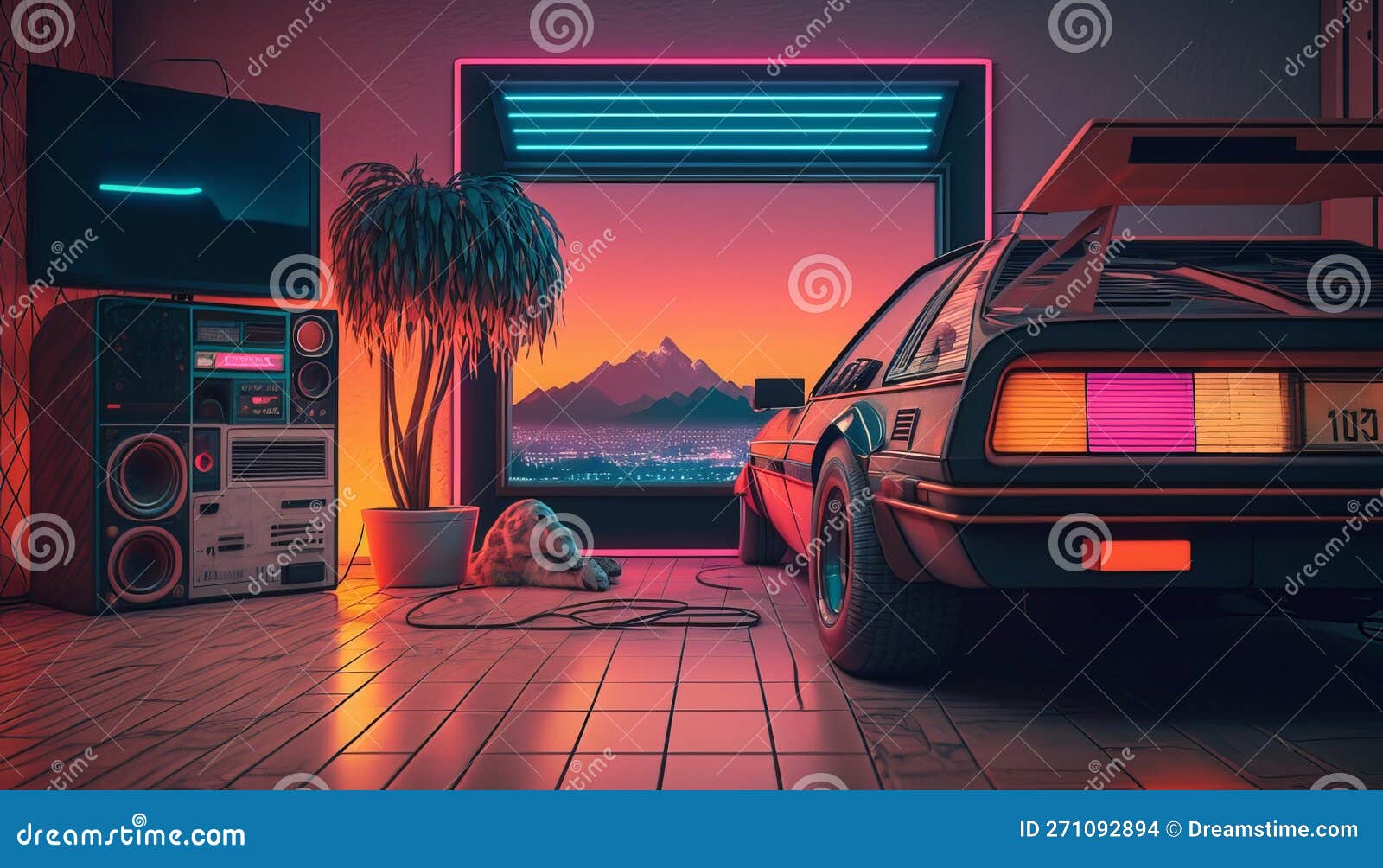 Synthwave 80s Retro Design. Detalied Retro Background Style 80s. AI ...