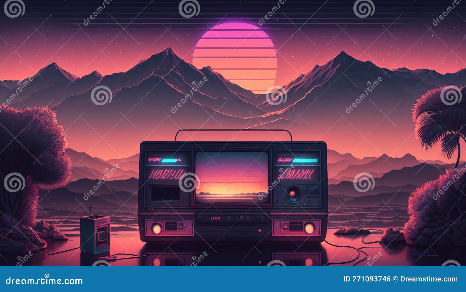 Synthwave 80s Retro Design. Detalied Retro Background Style 80s. AI ...