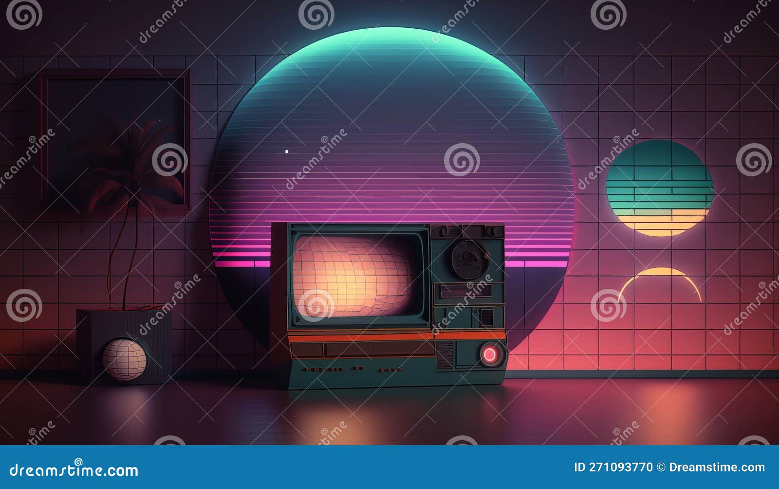 Synthwave 80s Retro Design. Detalied Retro Background Style 80s. AI ...