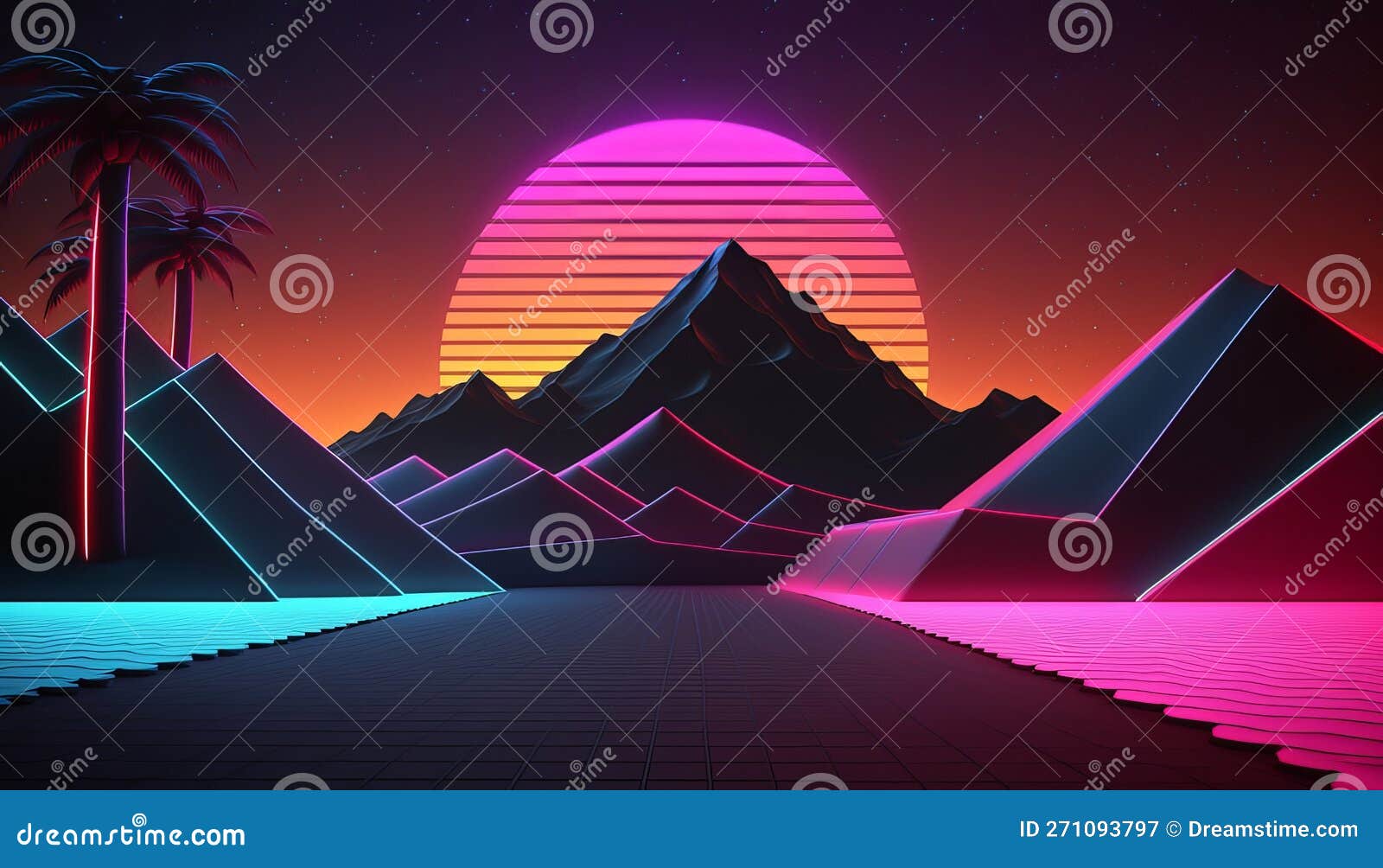 Synthwave 80s Retro Design. Detalied Retro Background Style 80s. AI ...