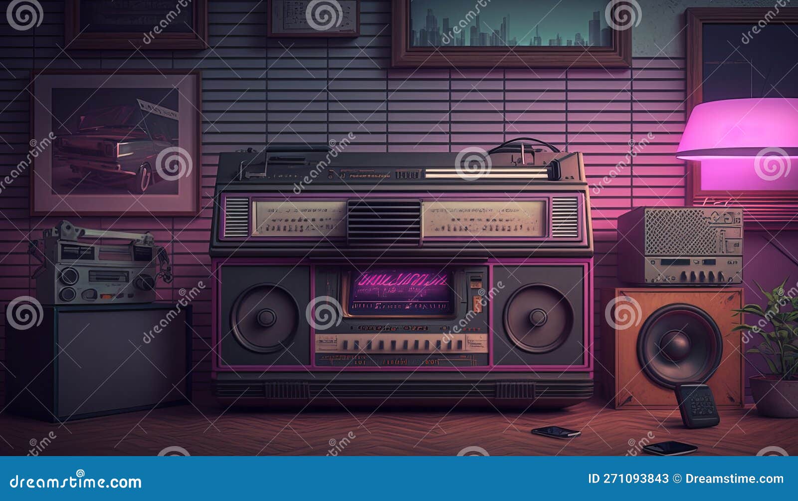 Synthwave 80s Retro Design. Detalied Retro Background Style 80s. AI ...