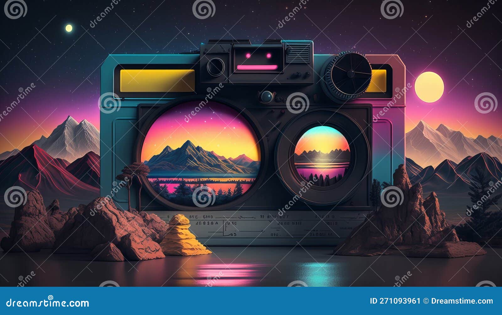 Synthwave 80s Retro Design. Detalied Retro Background Style 80s. AI ...