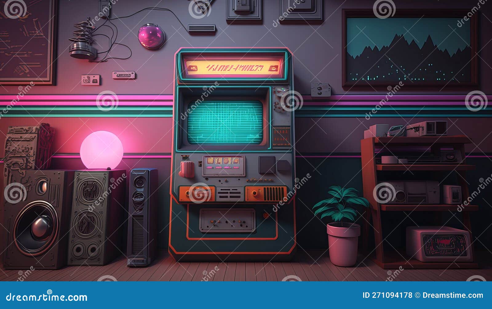Synthwave 80s Retro Design. Detalied Retro Background Style 80s. AI ...