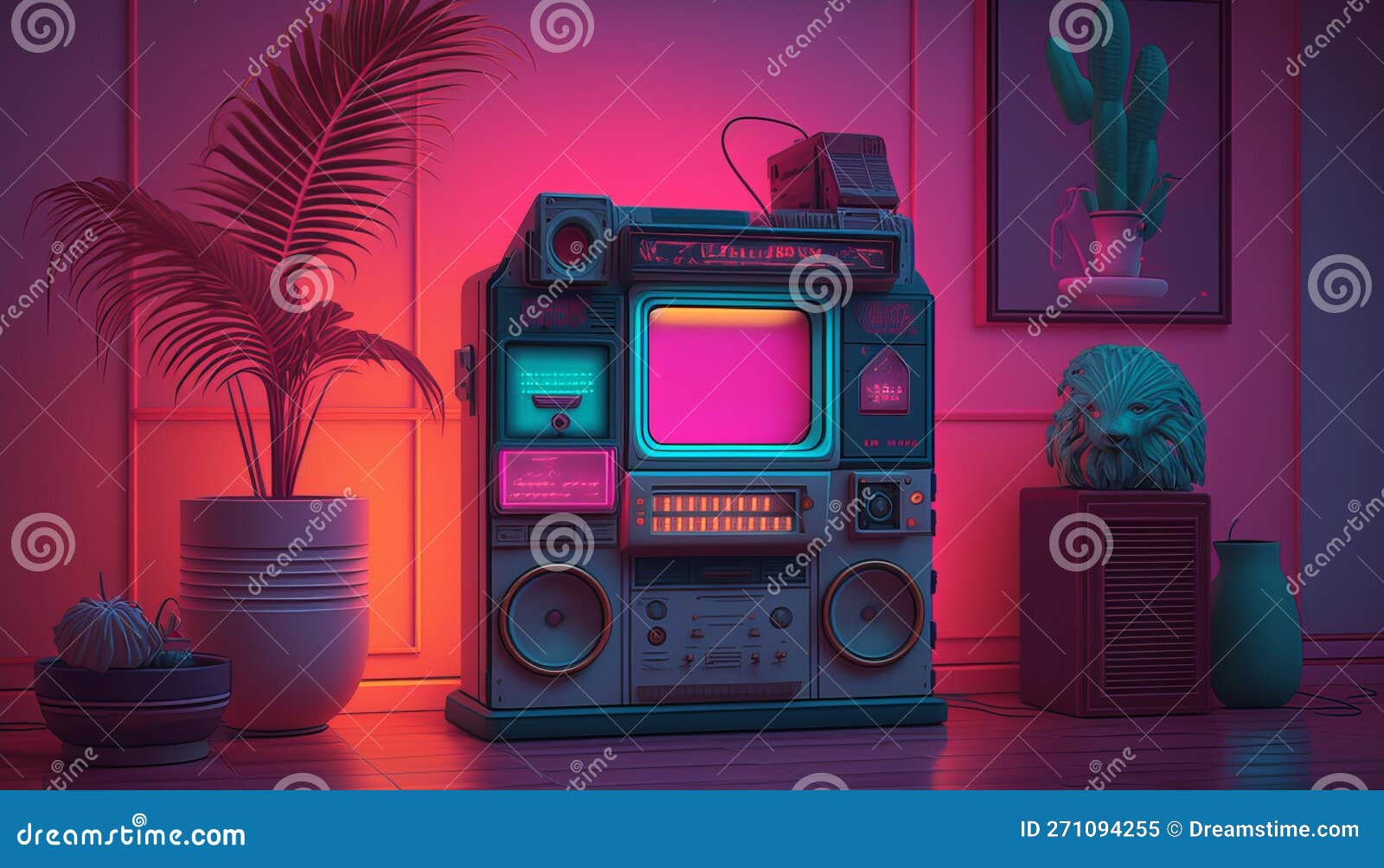 Synthwave 80s Retro Design. Detalied Retro Background Style 80s. AI ...