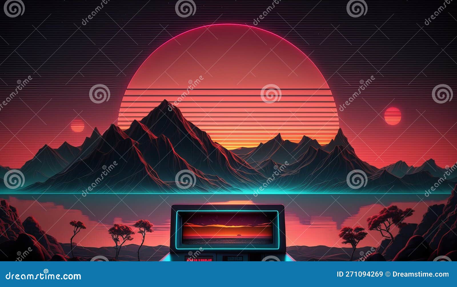 Synthwave 80s Retro Design. Detalied Retro Background Style 80s. AI ...