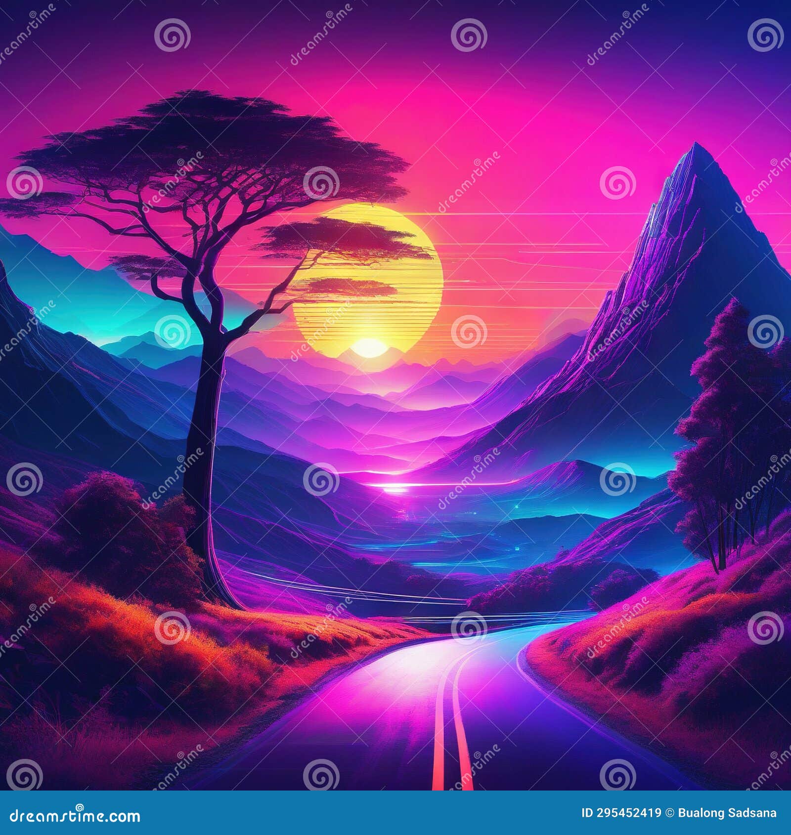 Synthwave Style Grid Style Digital Neon Text Font Stock Image ...