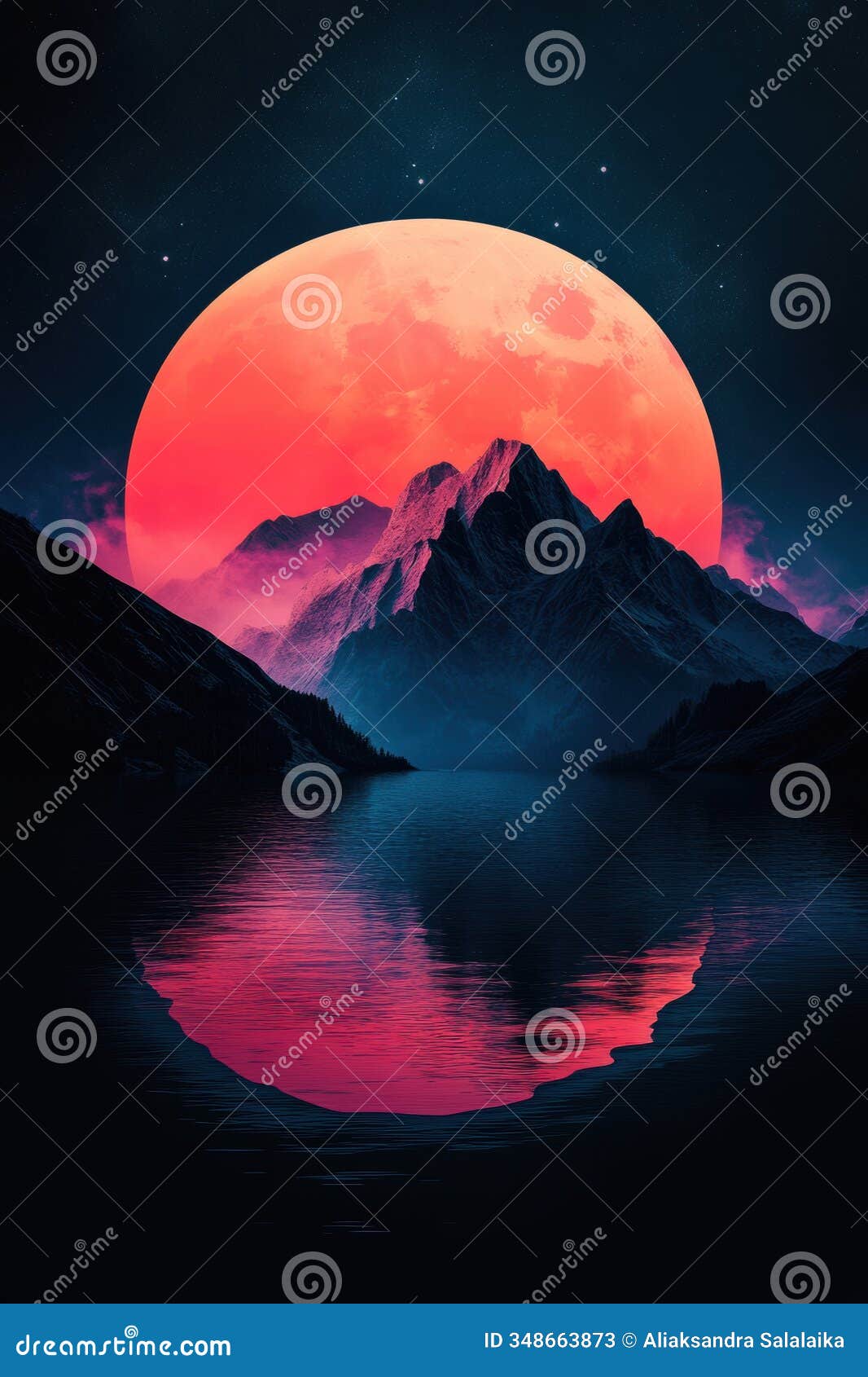 Synthwave Sunset Landscape Stock Photography | CartoonDealer.com #316820564