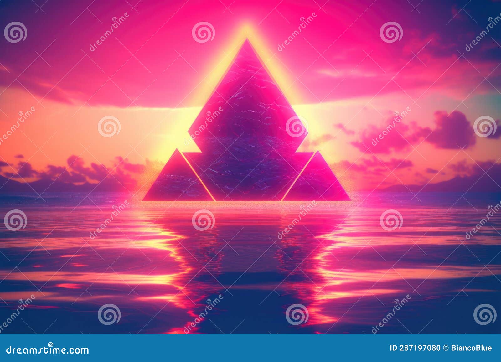 Synthwave Triangle, Photorealistic. Generative AI Weber. Stock ...